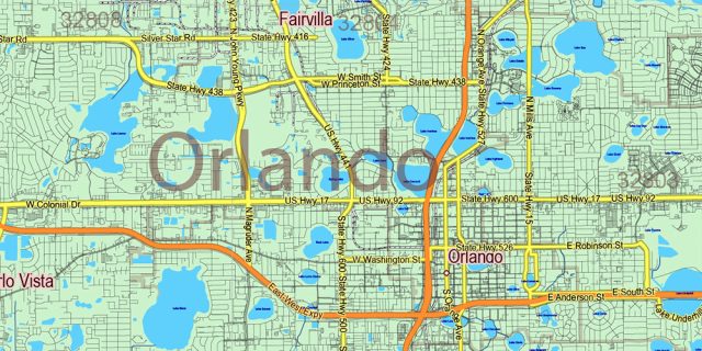 Florida State Vector Map exact extra detailed All Roads Cities Counties ...