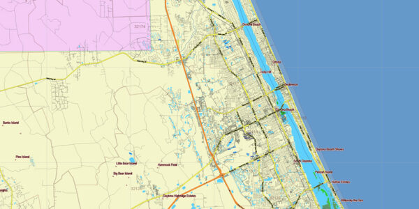 Florida State Vector Map exact extra detailed All Roads Cities Counties ...