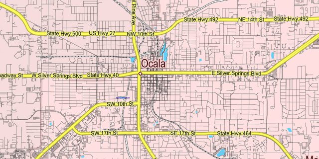 _Florida State PDF Vector Map exact extra detailed All Roads Cities ...