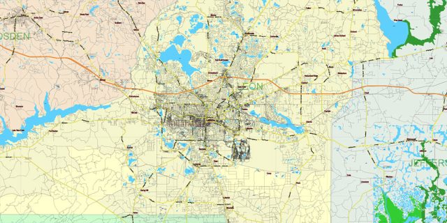 Florida State PDF Vector Map exact extra detailed All Roads Cities ...