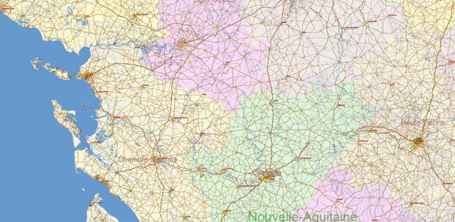 _France Vector Map Extra High detailed All Roads, fully editable ...