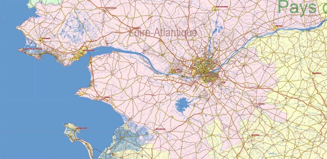 _France Vector Map Extra High detailed All Roads, fully editable ...