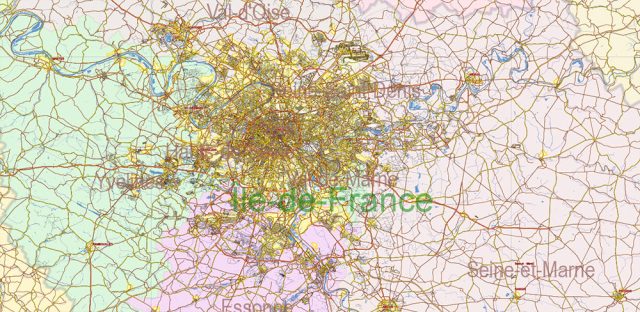 _France PDF Vector Map Extra High detailed All Roads, fully editable ...