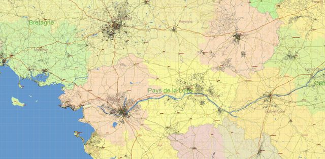 _France Political + Relief Topo Isolines PDF Vector Map High detailed ...
