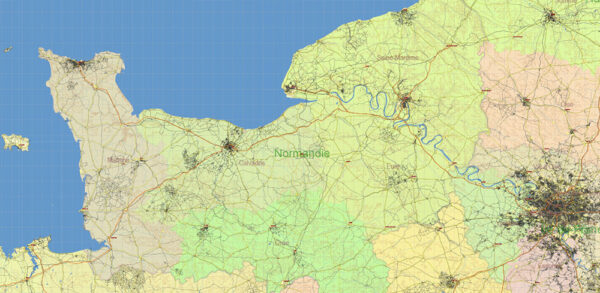 _France Mercator Projection Political + Relief Topo Isolines Vector Map ...