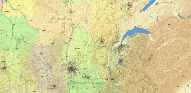France Political + Relief Topo Isolines PDF Vector Map High detailed ...
