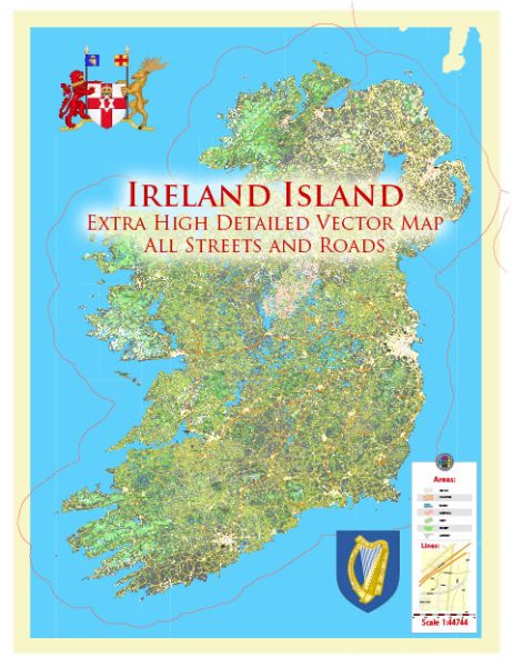 Ireland Full High Detailed Vector Map All Roads Editable Layered Adobe ...