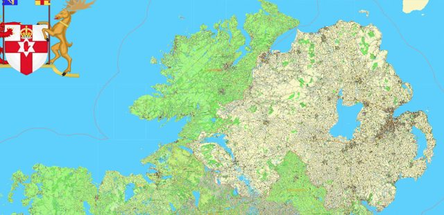 Ireland Full High Detailed Vector Map All Roads Editable Layered Adobe ...