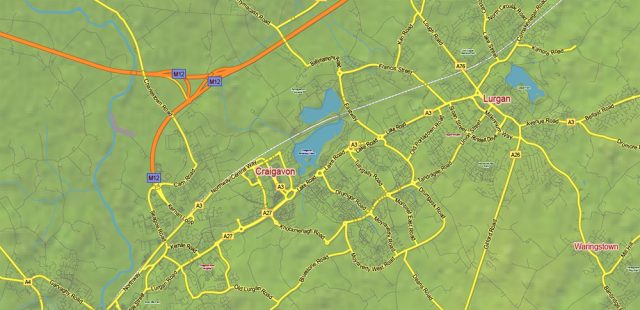 Ireland Full High Detailed Vector Map All Roads + Relief Editable ...
