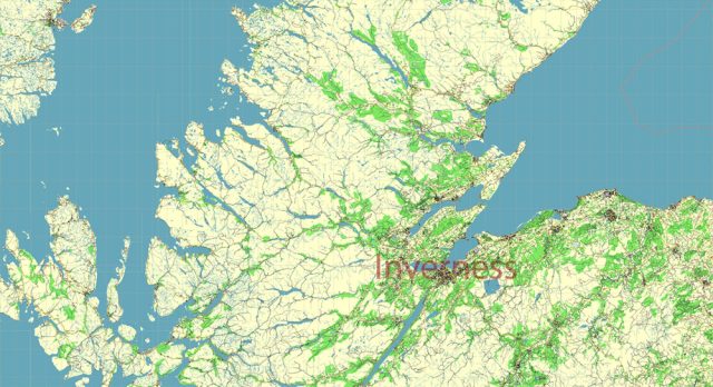 Scotland UK Full High Detailed Vector Map All Roads Editable Layered ...
