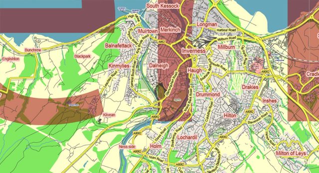 Scotland UK Full High Detailed Vector Map All Roads Editable Layered ...