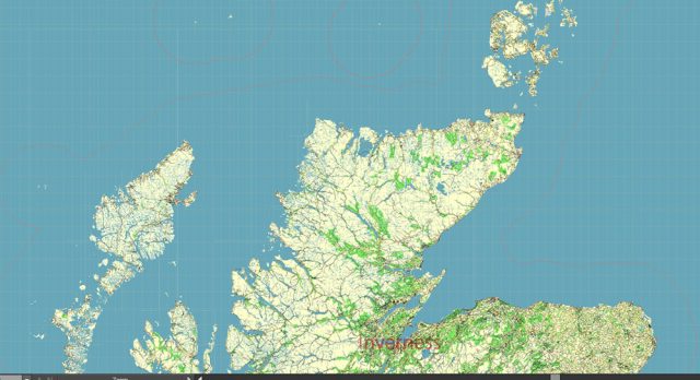 Scotland UK Full High Detailed Vector Map All Roads Editable Layered ...