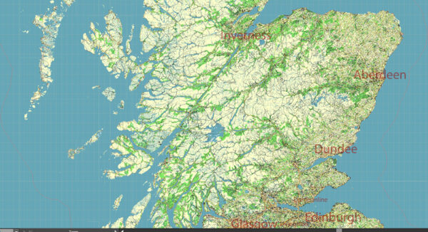 _Scotland UK Full High Detailed Vector Map All Roads Editable Layered ...