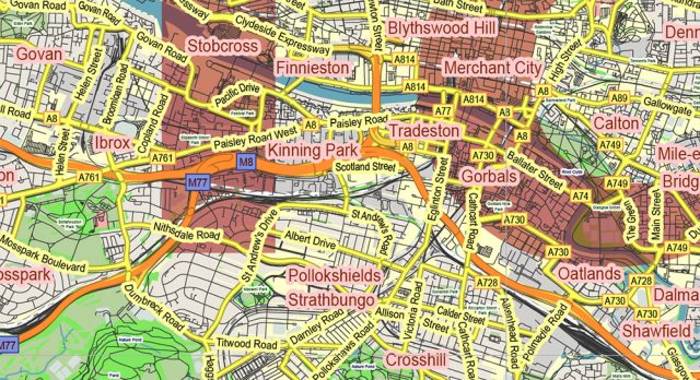 Scotland UK Full High Detailed Vector Map All Roads Editable Layered ...