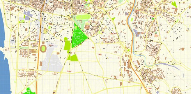 Beirut Lebanon Vector Map 1971 high detailed layered Adobe Illustrator ...
