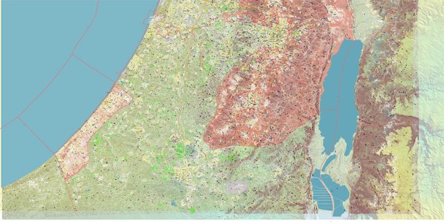 _Palestine Extra High Detailed vector map – admin aread, roads, relief ...