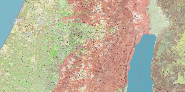 _Palestine Extra High Detailed vector map – admin aread, roads, relief ...