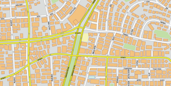 Tel Aviv Israel Vector Map 1971 high detailed layered Adobe Illustrator ...