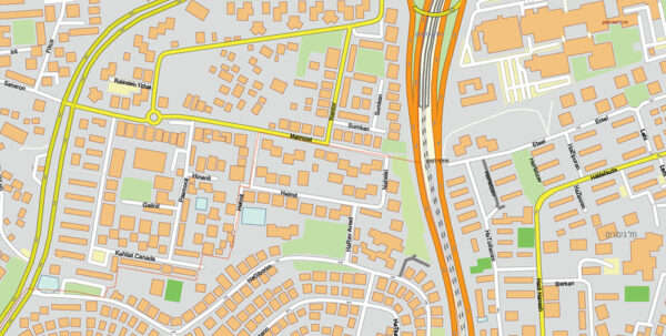 Tel Aviv Israel Vector Map 1971 high detailed layered Adobe Illustrator ...