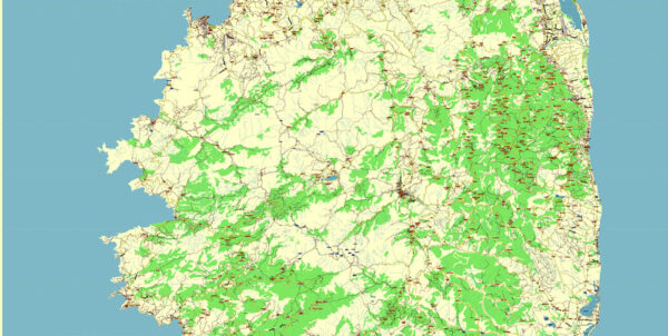 Corse France PDF Vector Map exact extra detailed All Roads Cities Towns ...