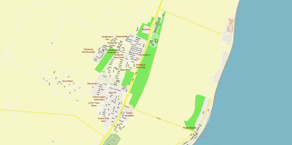 Cancun Mexico Vector Map high detailed All Roads Streets Cities Towns ...