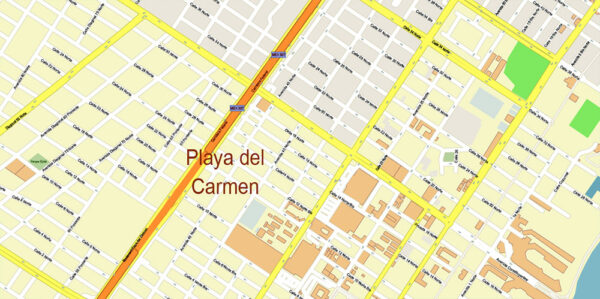 Cancun Mexico Vector Map high detailed All Roads Streets Cities Towns ...