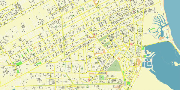 Cancun Mexico Vector Map high detailed All Roads Streets Cities Towns ...