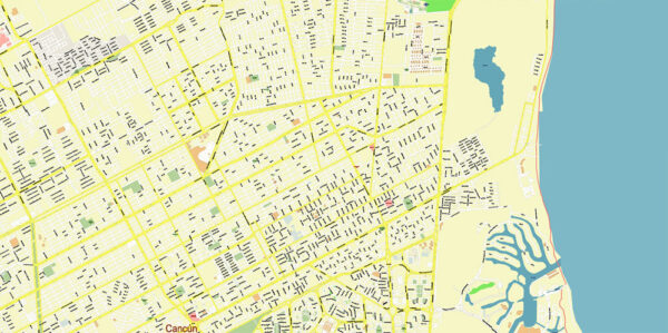 Cancun Mexico Vector Map high detailed All Roads Streets Cities Towns ...
