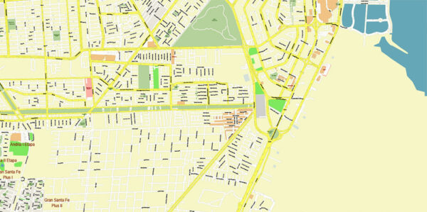 Cancun Mexico Vector Map high detailed All Roads Streets Cities Towns ...