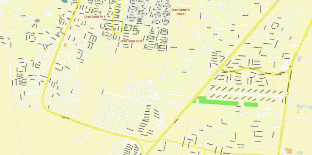 Cancun Mexico Vector Map high detailed All Roads Streets Cities Towns ...