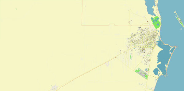 Cancun Mexico Vector Map high detailed All Roads Streets Cities Towns ...