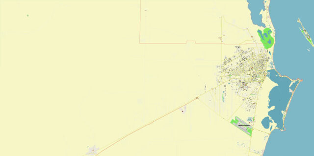 Cancun Mexico Vector Map high detailed All Roads Streets Cities Towns ...