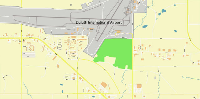 Duluth Minnesota US Vector Map high detailed All Roads Streets Cities ...