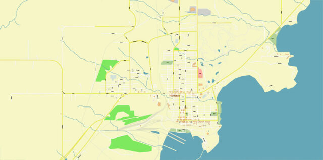Duluth Minnesota US Vector Map high detailed All Roads Streets Cities ...