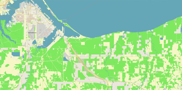 Duluth Minnesota US Vector Map high detailed All Roads Streets Cities ...