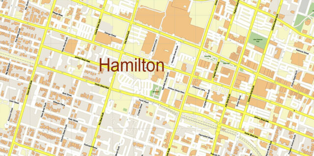 Hamilton Canada Vector Map high detailed All Roads Streets Cities Towns ...
