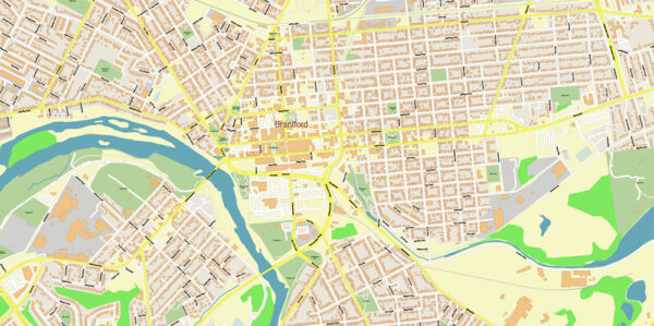 Hamilton Canada Vector Map high detailed All Roads Streets Cities Towns ...