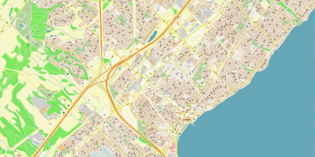 Hamilton Canada Vector Map high detailed All Roads Streets Cities Towns ...
