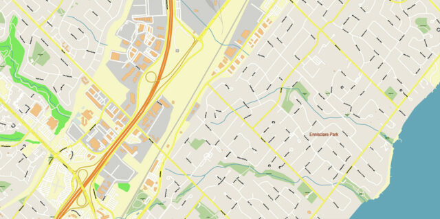 Hamilton Canada Vector Map high detailed All Roads Streets Cities Towns ...