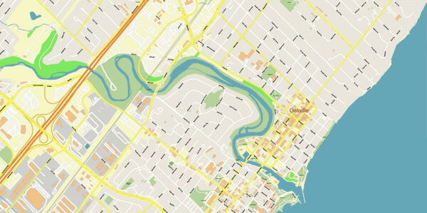 Hamilton Canada Vector Map high detailed All Roads Streets Cities Towns ...
