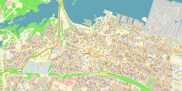 Hamilton Canada Vector Map high detailed All Roads Streets Cities Towns ...