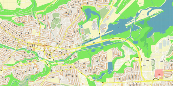 Hamilton Canada Vector Map high detailed All Roads Streets Cities Towns ...