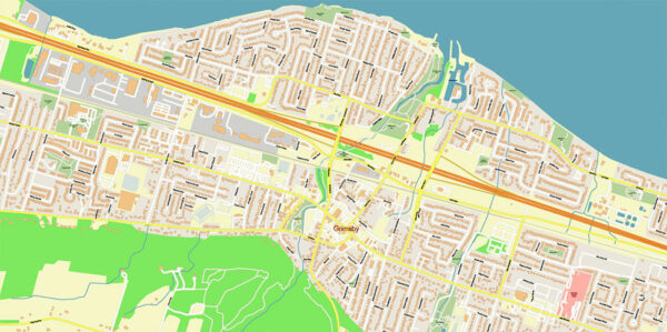 Hamilton Canada Vector Map high detailed All Roads Streets Cities Towns ...