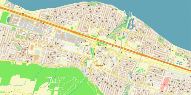 Hamilton Canada Vector Map high detailed All Roads Streets Cities Towns ...