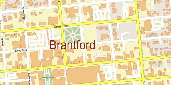 Hamilton Canada Vector Map high detailed All Roads Streets Cities Towns ...