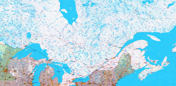 United States (+ zipcodes) and Canada Vector Map Main Roads Cities ...