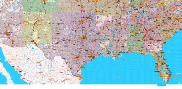 United States (+ zipcodes) and Canada Vector Map Main Roads Cities ...