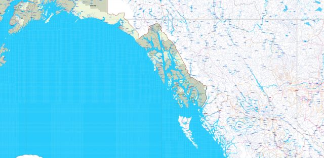 United States (+ zipcodes) and Canada Vector Map Main Roads Cities ...