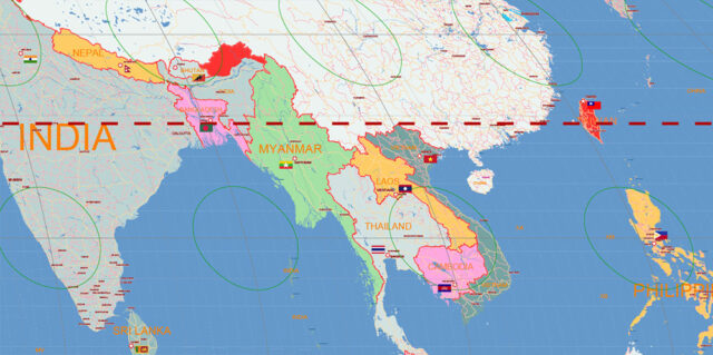 World Interrupted Goode’s Homolosine Projection Political Vector Map ...
