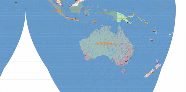 World Interrupted Goode’s Homolosine Projection Political Vector Map ...